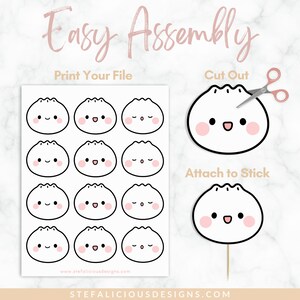 Cute Dumpling Cupcake Toppers, Cupcake Wrappers, Bao Dim Sum Party ...