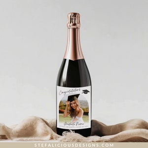 Graduation Wine Labels, Custom Champagne Labels, Minimalist Graduation ...