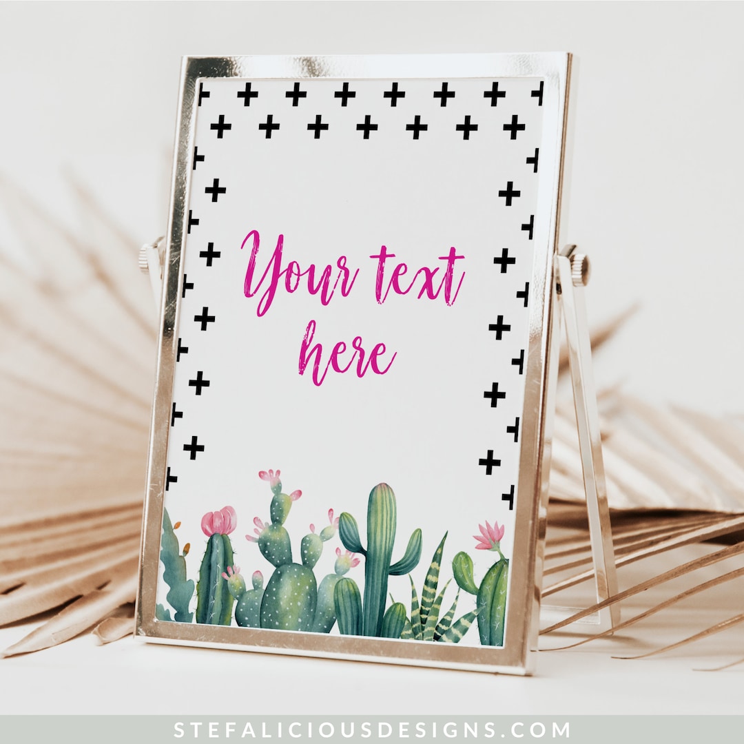 Fiesta Table Signs, Printable Mexico Theme Party Sign, Watercolor ...