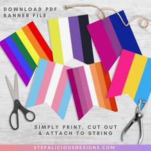 Pride Flag Banner, Printable LGBTQ+ Pride Month Decor, Pride Party ...