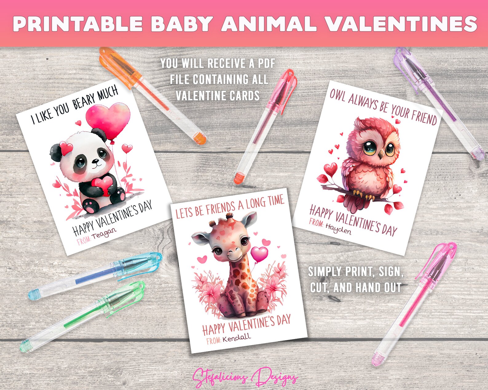 16 Printable Cute Baby Animal Pun Valentine's Day Card - Etsy