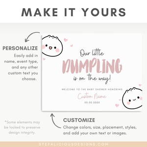 Cute Dumpling Welcome Sign, Little Dumpling Baby Shower Event Sign, Dim ...