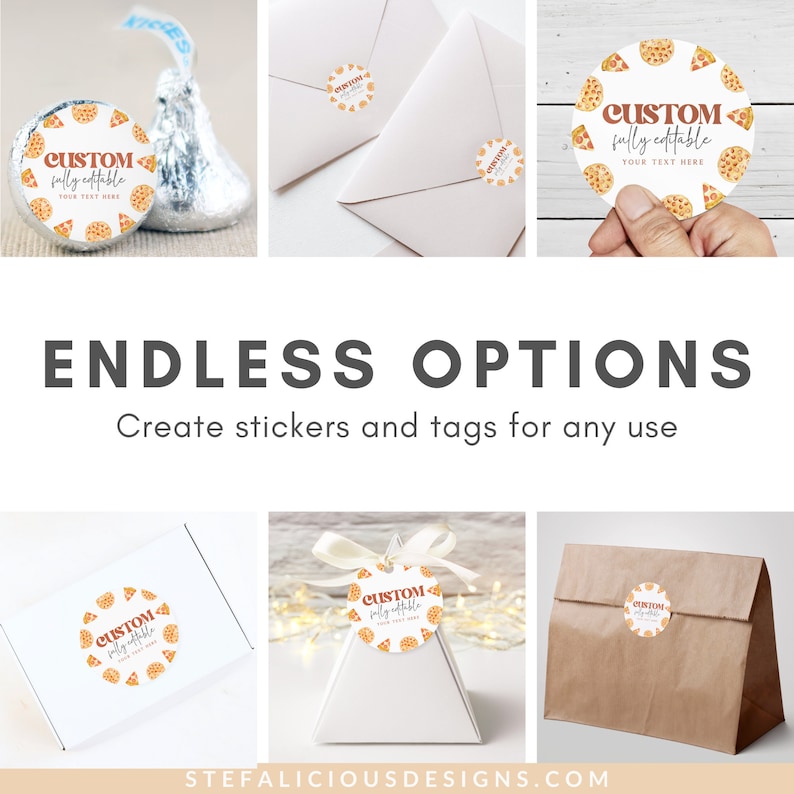 Editable Pizza Sticker Tags, Printable Pizza Favor Tags, Thank You Tags ...