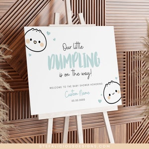 Cute Dumpling Welcome Sign, Little Dumpling Baby Shower Event Sign, Dim ...