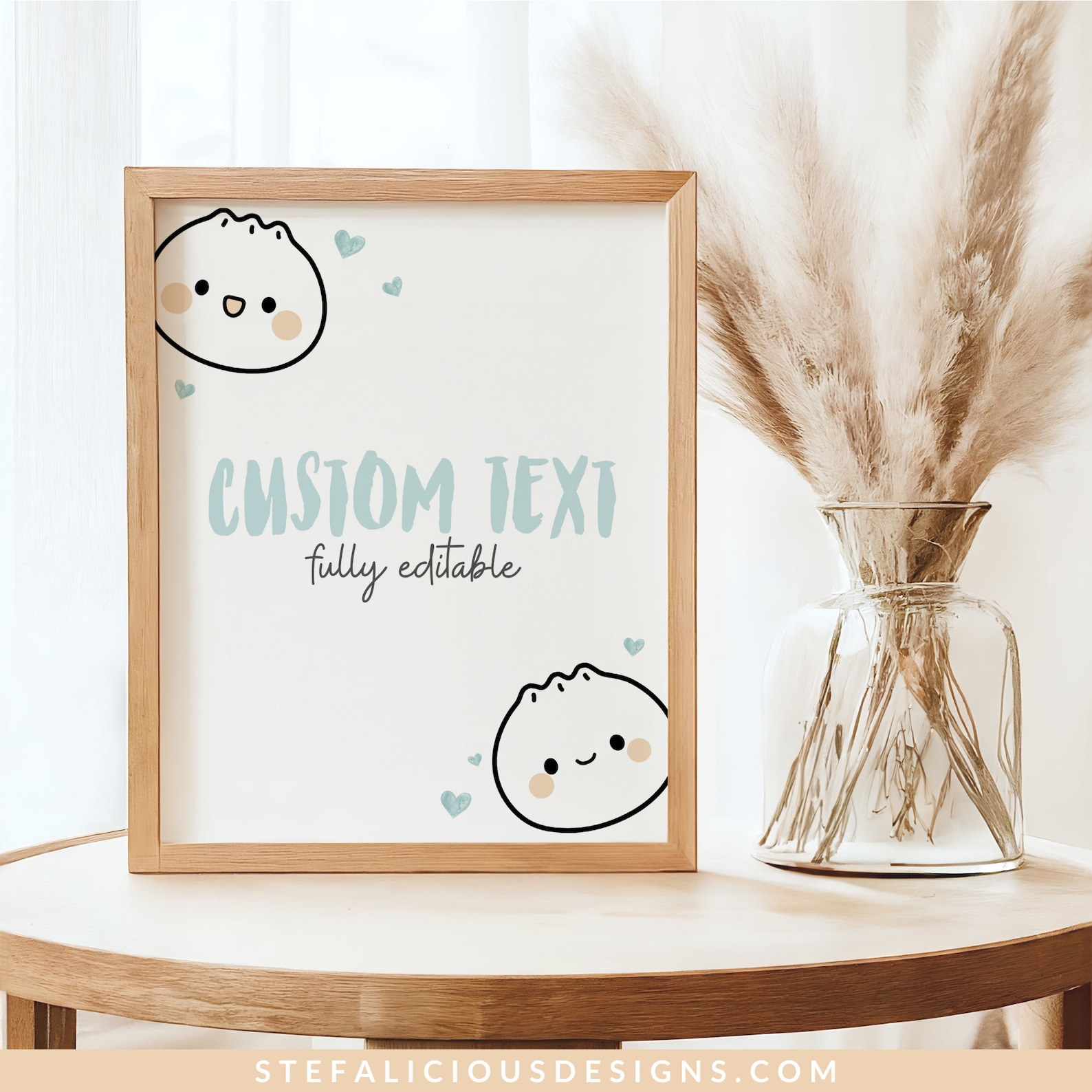 Cute Dumpling Table Signs, Dim Sum Custom Sign, Printable Bao Event ...