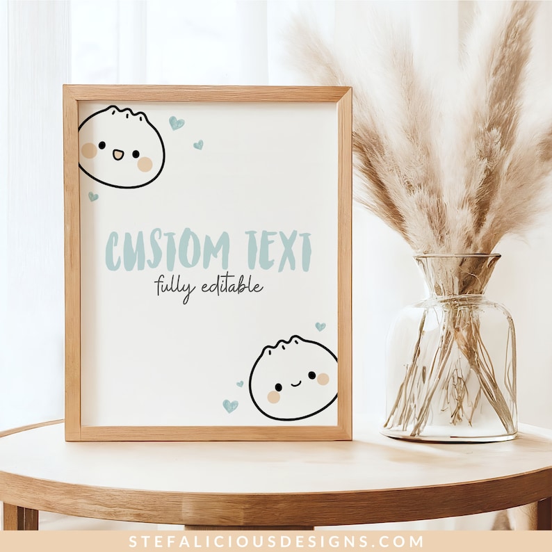 Cute Dumpling Table Signs, Dim Sum Custom Sign, Printable Bao Event ...