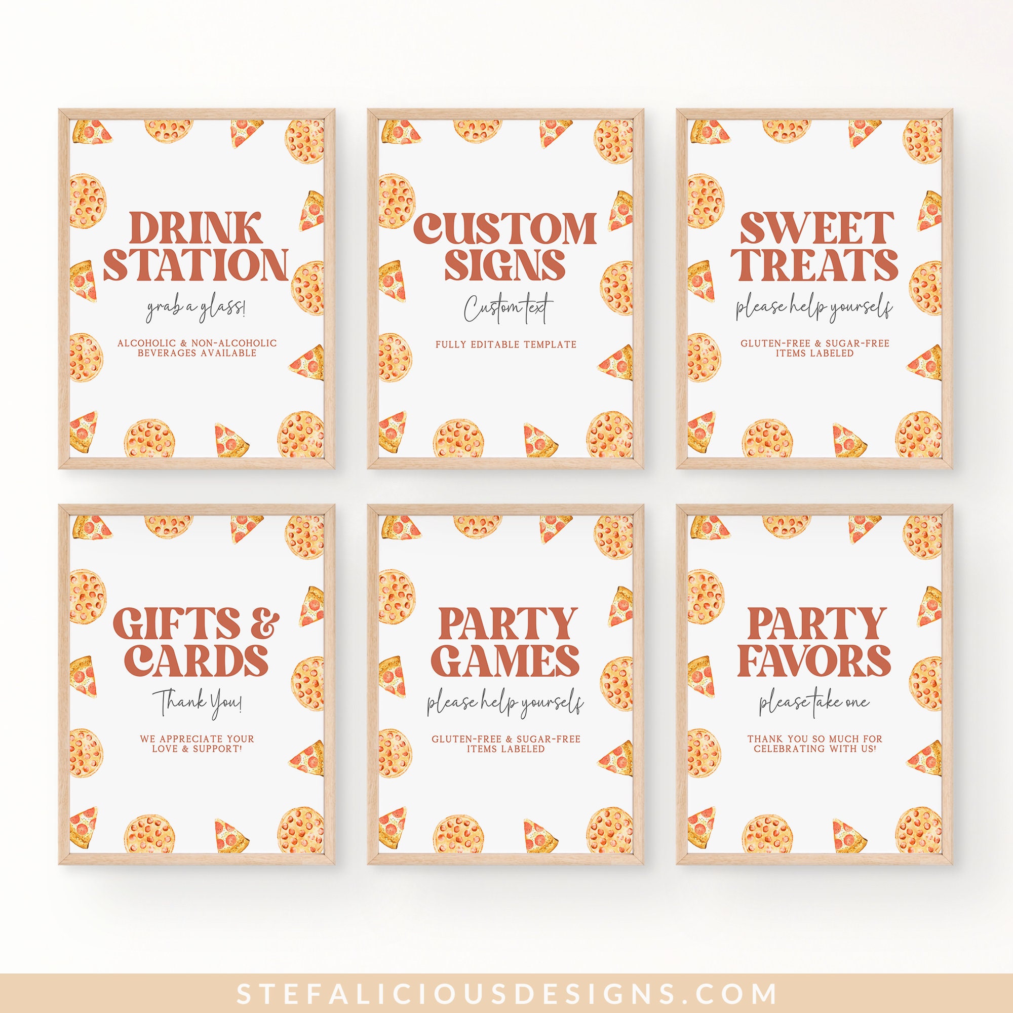 Pizza Table Signs, Printable Editable Template, Minimalist Event Sign ...