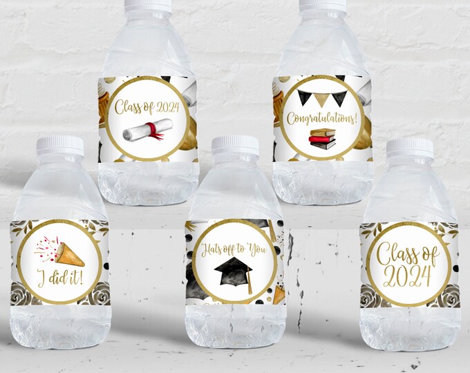 25 Pcs Custom Graduation 2024 Water Bottle Labels, Personalized Class ...