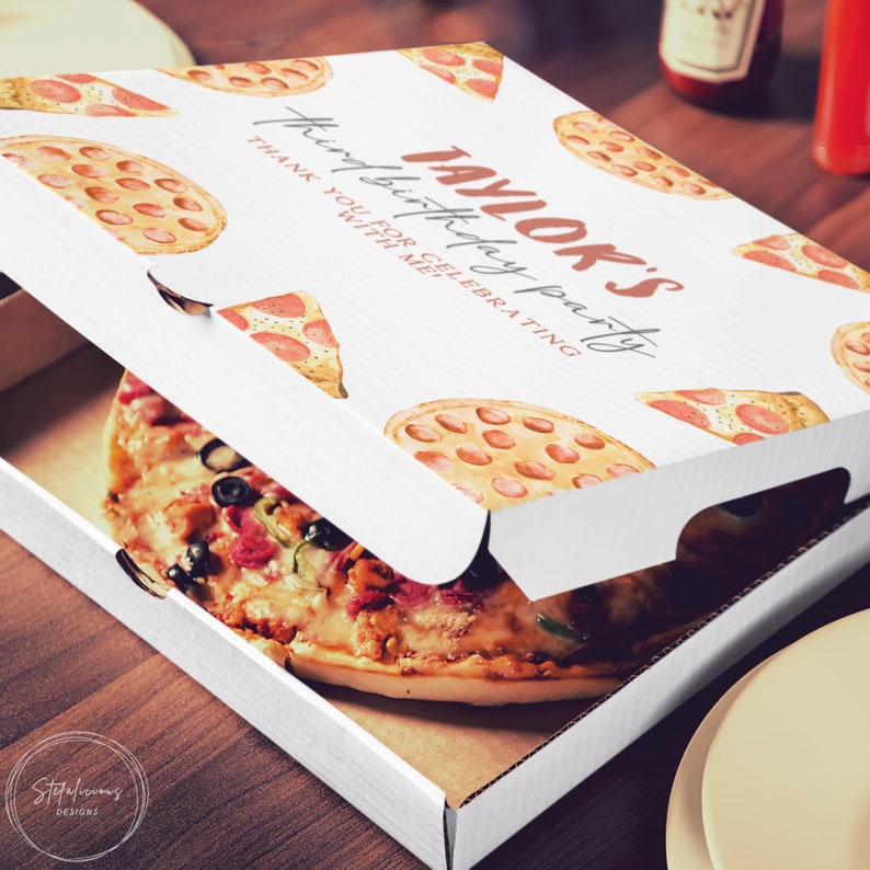 Pizza Box Label, Printable Pizza Theme Template, Pizza Party Favor ...