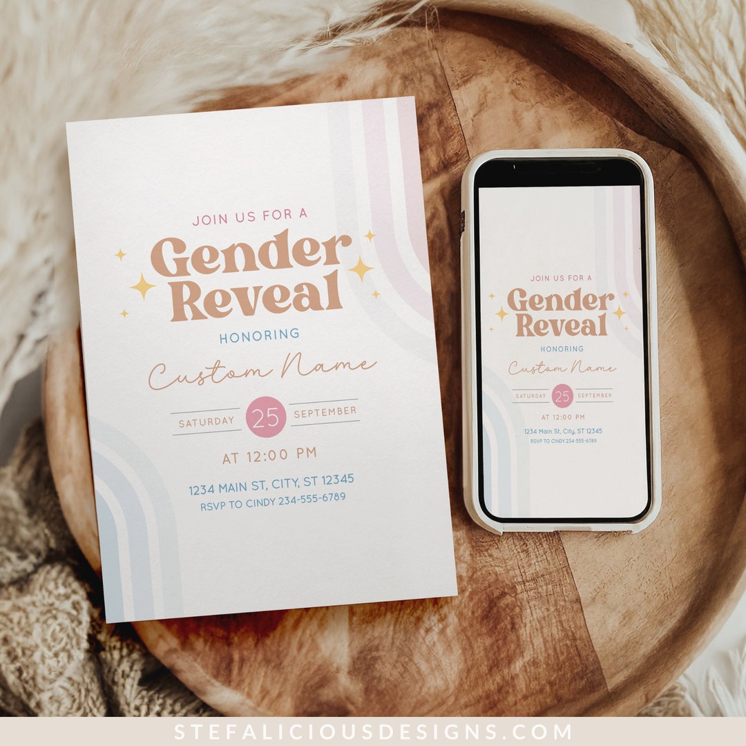 Editable Gender Reveal Invitation, Printable, Digital Invitation, Baby ...