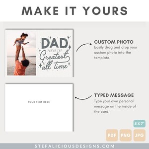 Card for Dad, Printable Custom Photo Greeting Card Template ...