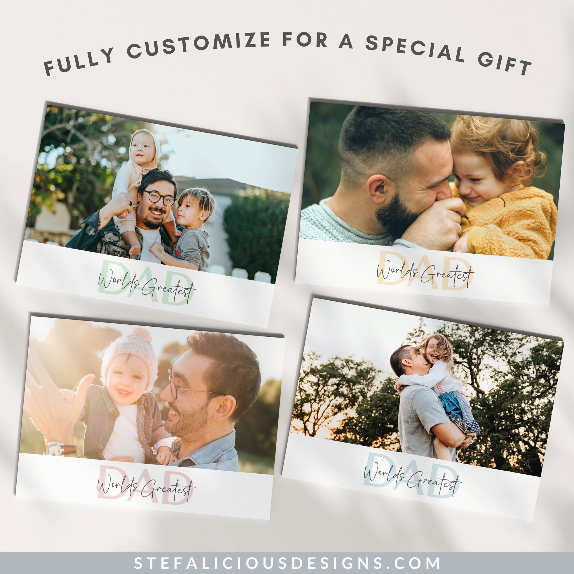 Card for Dad, Printable Custom Photo Greeting Card Template ...
