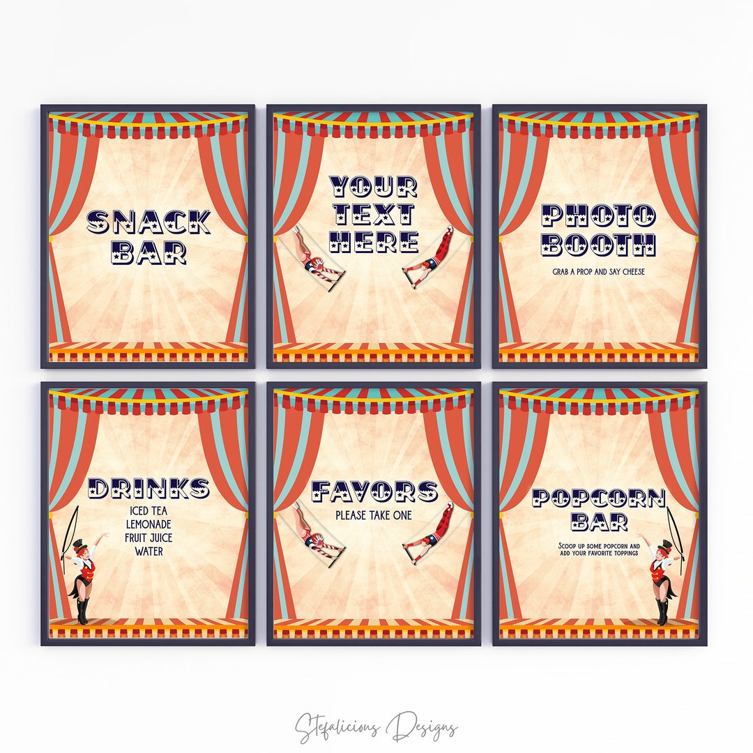 Editable Circus Party Table Signs, Carnival Party Decor, Digital ...