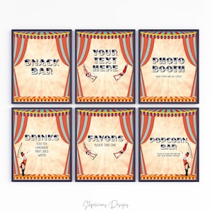 Editable Circus Party Table Signs, Carnival Party Decor, Digital ...