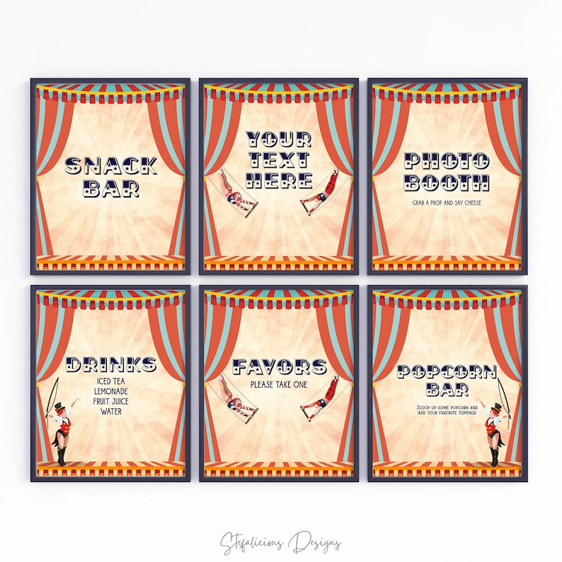Editable Circus Party Table Signs, Carnival Party Decor, Digital ...