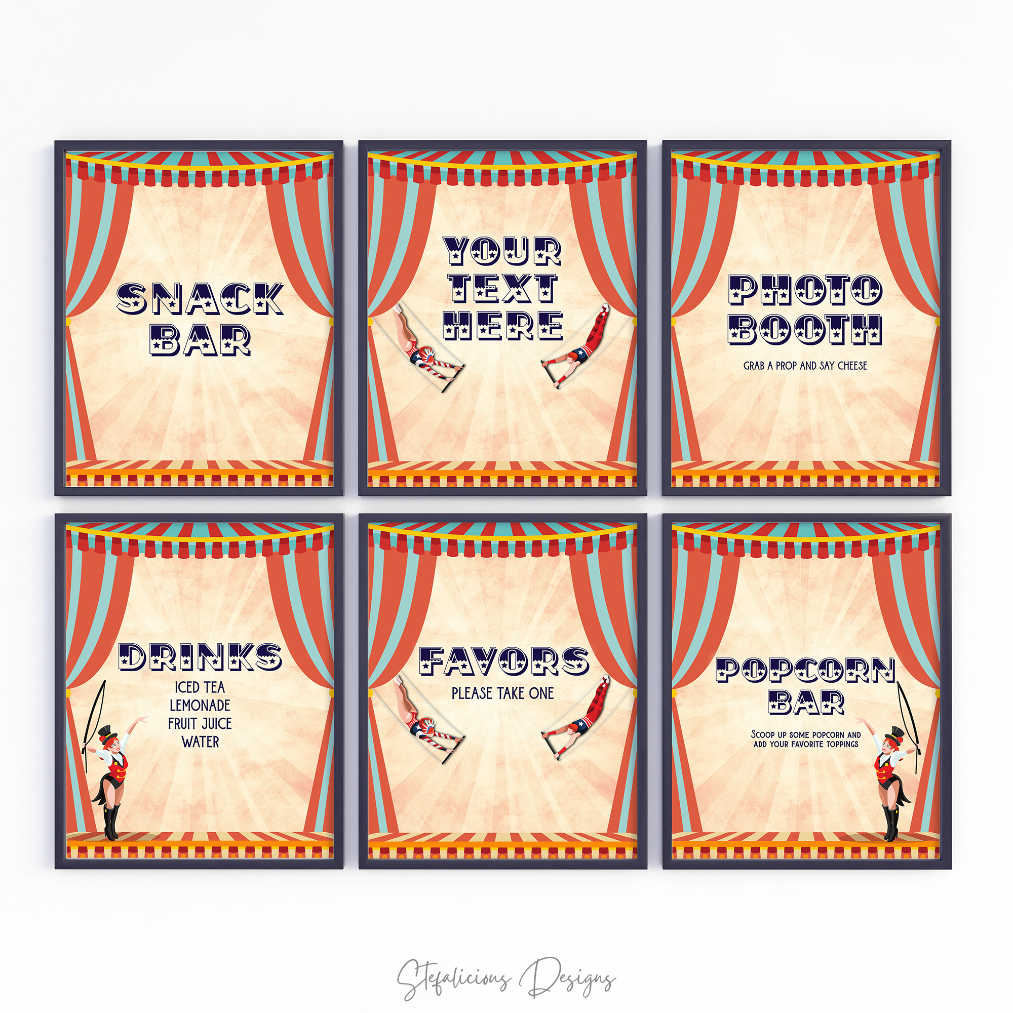 Editable Circus Party Table Signs, Carnival Party Decor, Digital ...