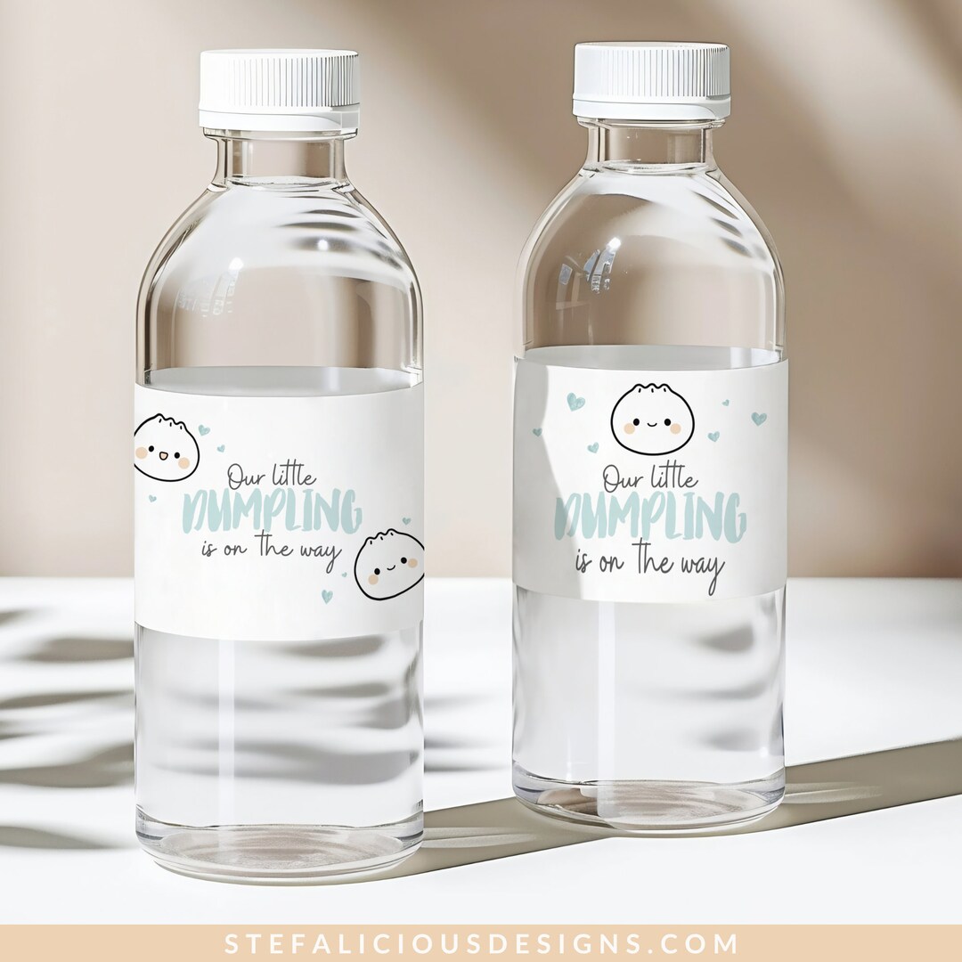 Cute Dumpling Water Bottle Labels, Bao Dim Sum Party Editable Template ...
