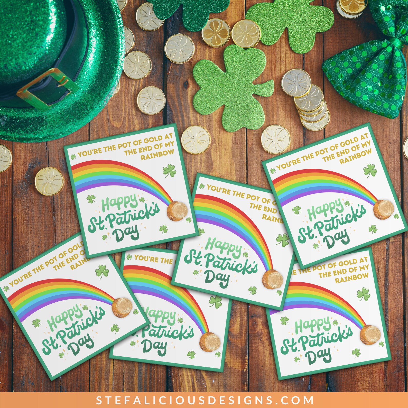 St Patricks Day Cards, Printable Candy Cards, Party Favors, Pot of Gold ...