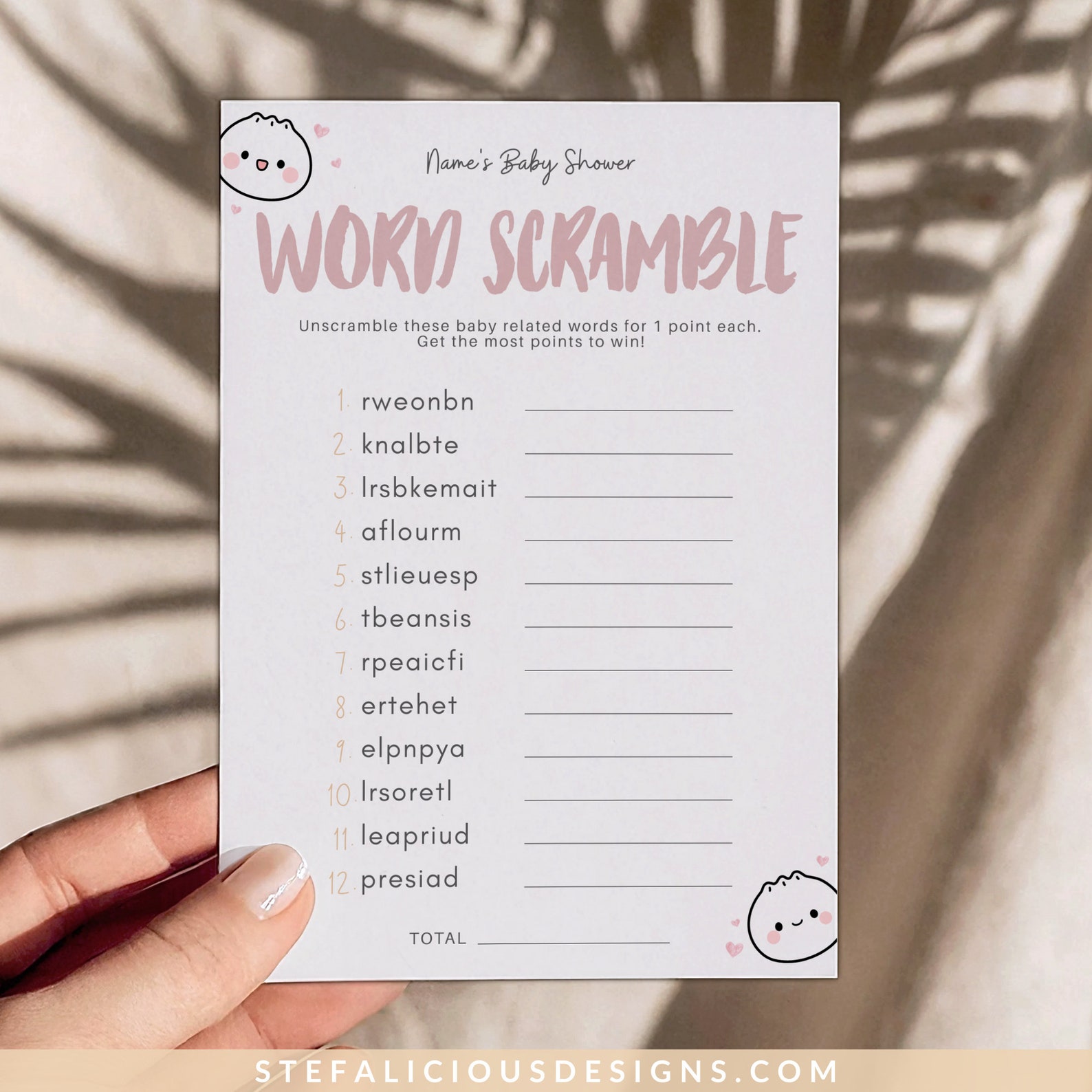 Baby Shower Word Scramble With Answer Key, Little Dumpling Baby Shower ...