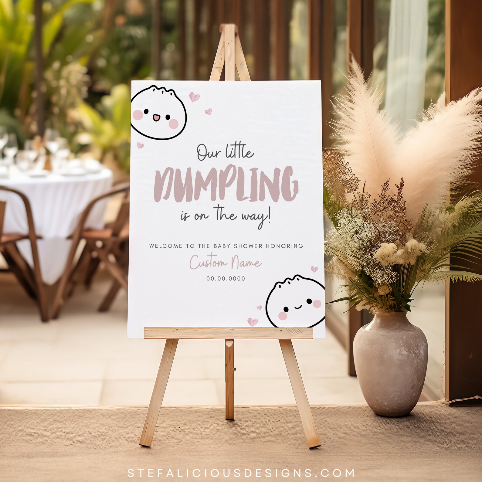 Cute Dumpling Welcome Sign, Little Dumpling Baby Shower Event Sign, Dim ...