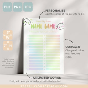 Little Dumpling Baby Shower Game, A-Z Baby Names Game, Baby ABC Game ...