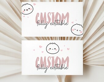 Cute Dumpling Table Cards, Dim Sum Place Cards, Bao Name Cards ...