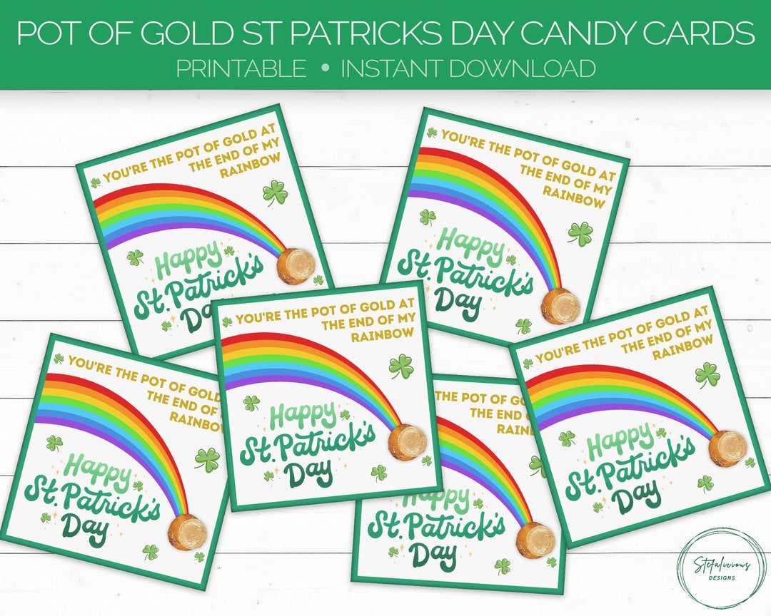 St Patricks Day Cards Printable Candy Cards Party Favors - Etsy