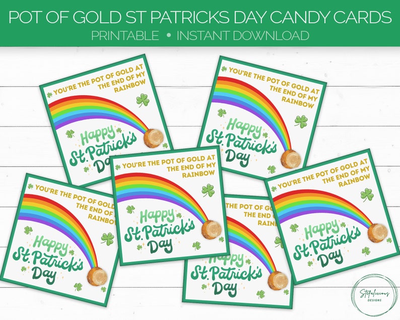 St Patricks Day Cards Printable Candy Cards Party Favors - Etsy