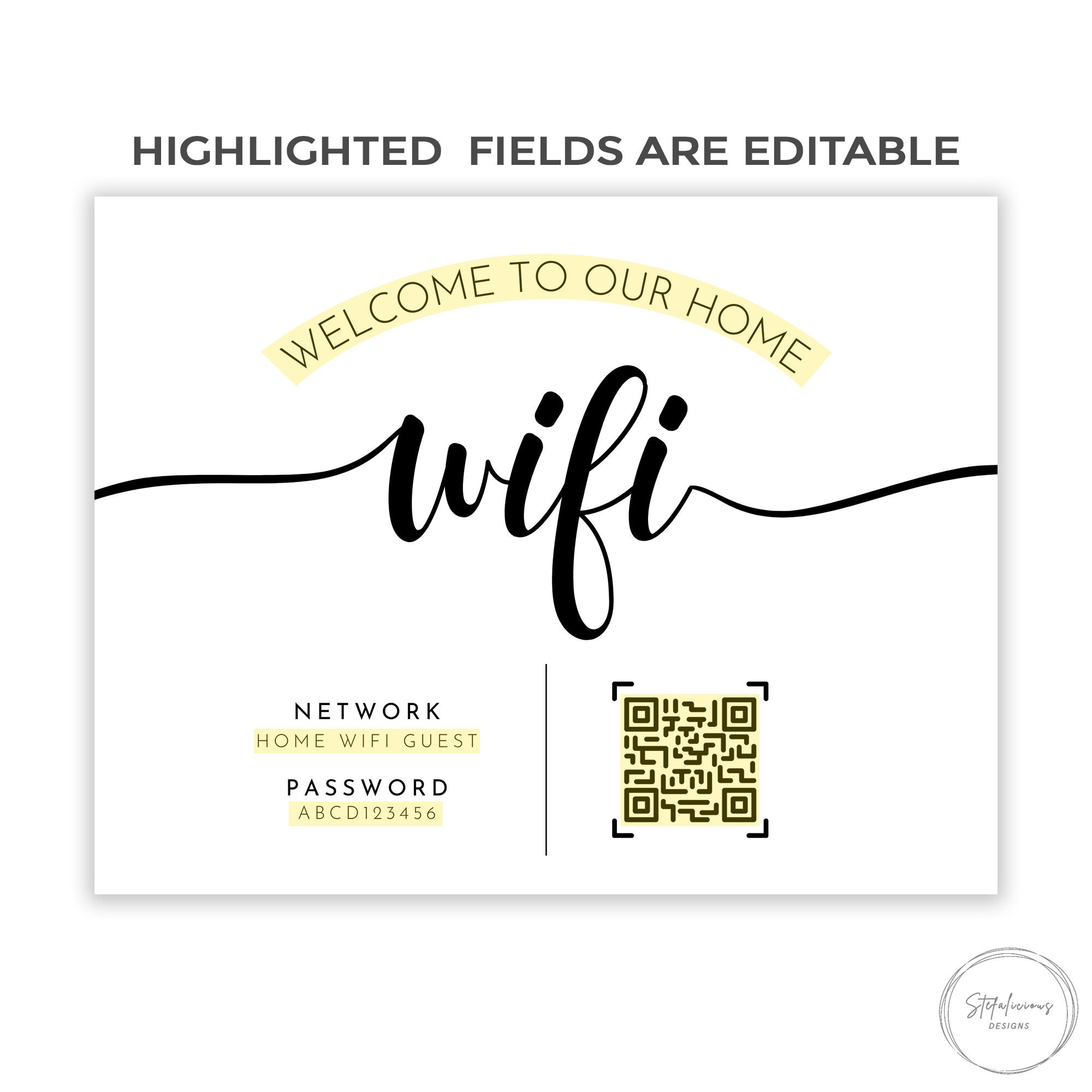 Wifi Password Sign, Editable Wifi Sign Template, Wifi Password ...