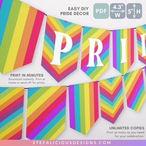 Pride Flag Banner, Printable LGBTQ+ Pride Month Decor, Editable Pride ...