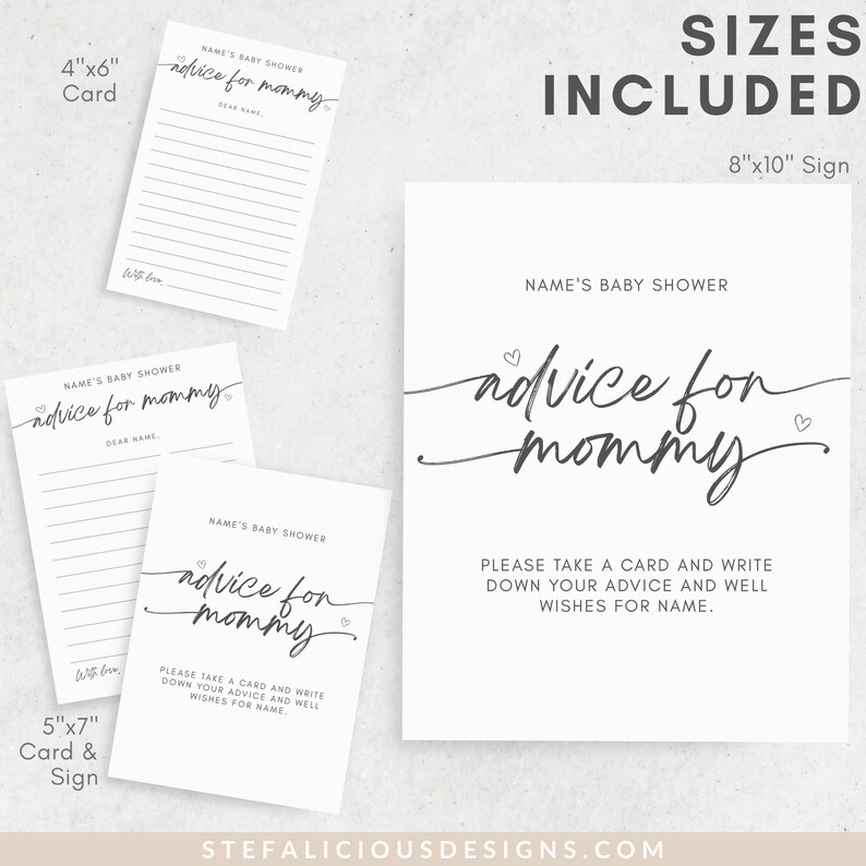 Baby Shower Advice Cards Set, Advice for Parents to Be, Baby Advice and ...