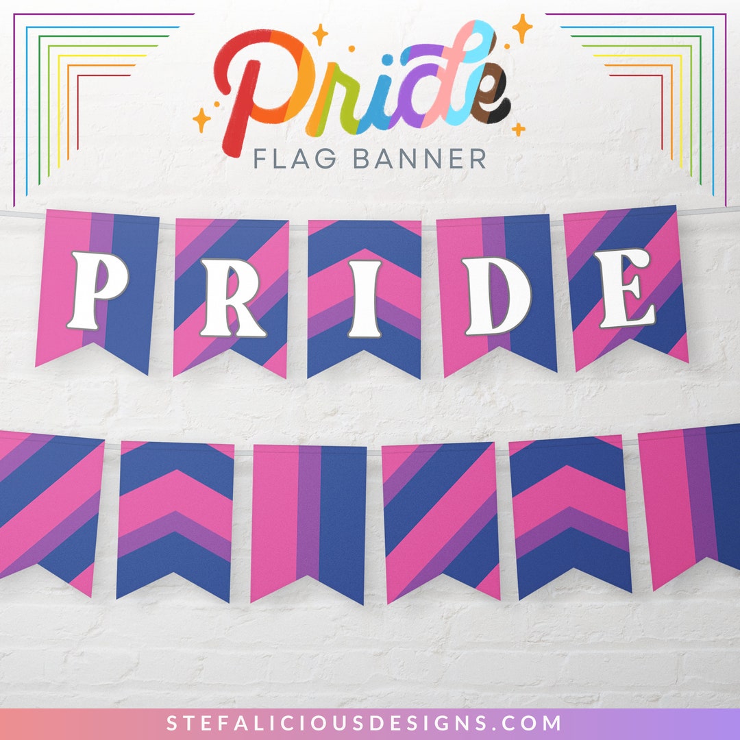 Bisexual Pride Flag Printable Banner for LGBTQ Pride Month, Pride Party ...