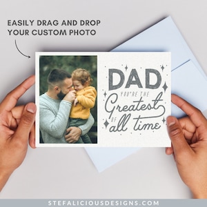Card for Dad, Printable Custom Photo Greeting Card Template ...