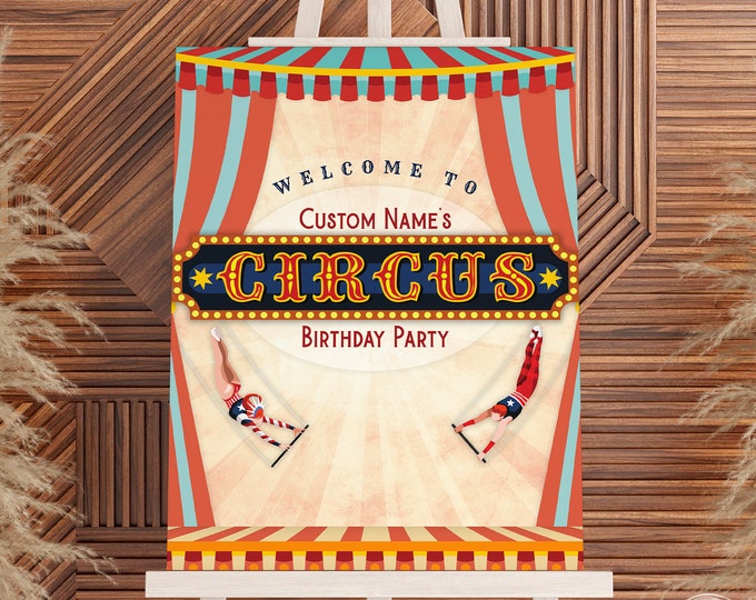 Circus Birthday Welcome Sign Template, Carnival Birthday Welcome Poster ...