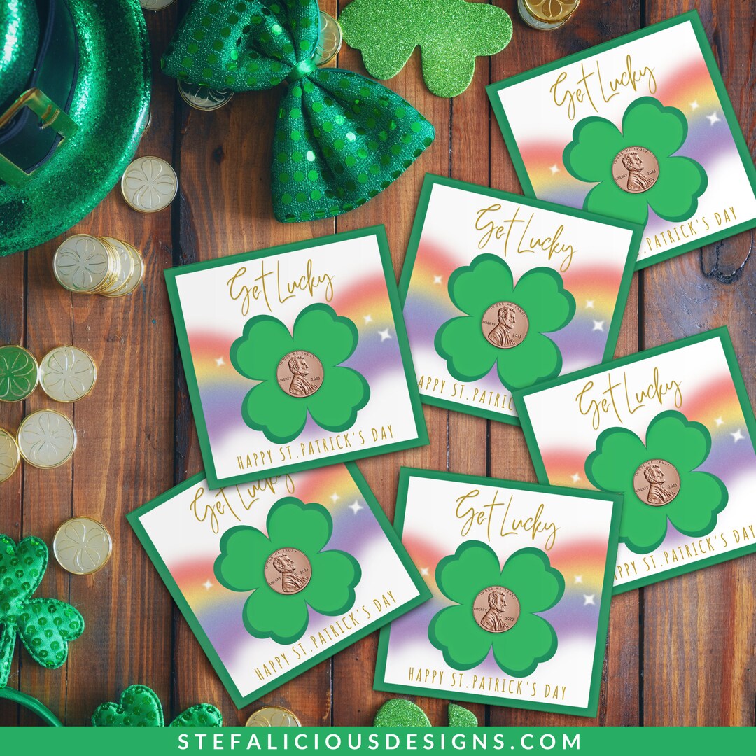 Printable St Patricks Day Cards, Lucky Penny Party Favors, Leprechaun ...
