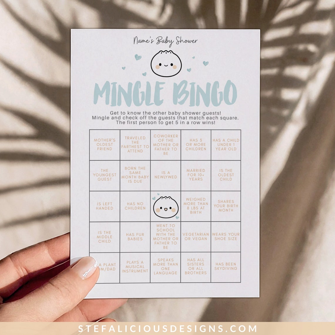 Baby Shower Mingle Bingo, Little Dumpling Baby Shower, Cute Dumpling ...