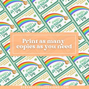 St Patricks Day Cards, Printable Candy Cards, Party Favors, Pot of Gold ...