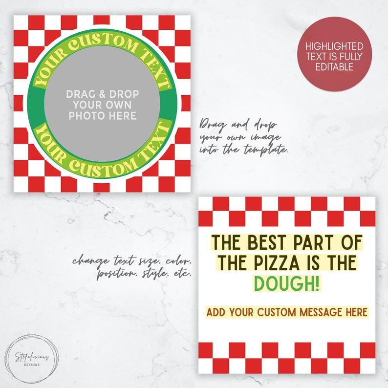 Pizza Box Money Gift, Printable Custom Photo Template, Fully Editable ...