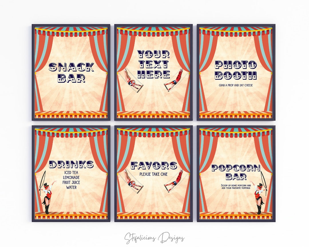 Editable Circus Party Table Signs Carnival Party Decor - Etsy