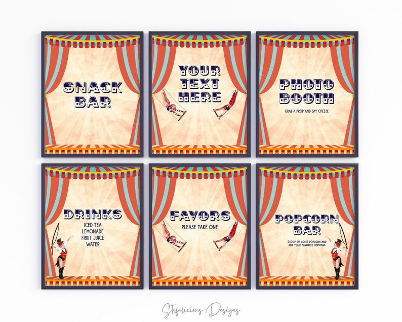 Editable Circus Party Table Signs Carnival Party Decor - Etsy