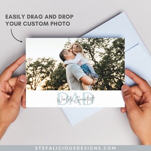 Card for Dad, Printable Custom Photo Greeting Card Template ...