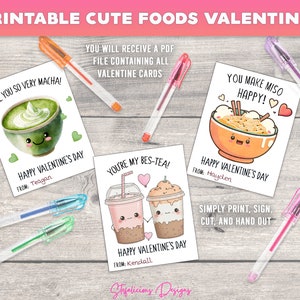 16 Printable Cute Food Pun Valentine's Day Card Set - Etsy