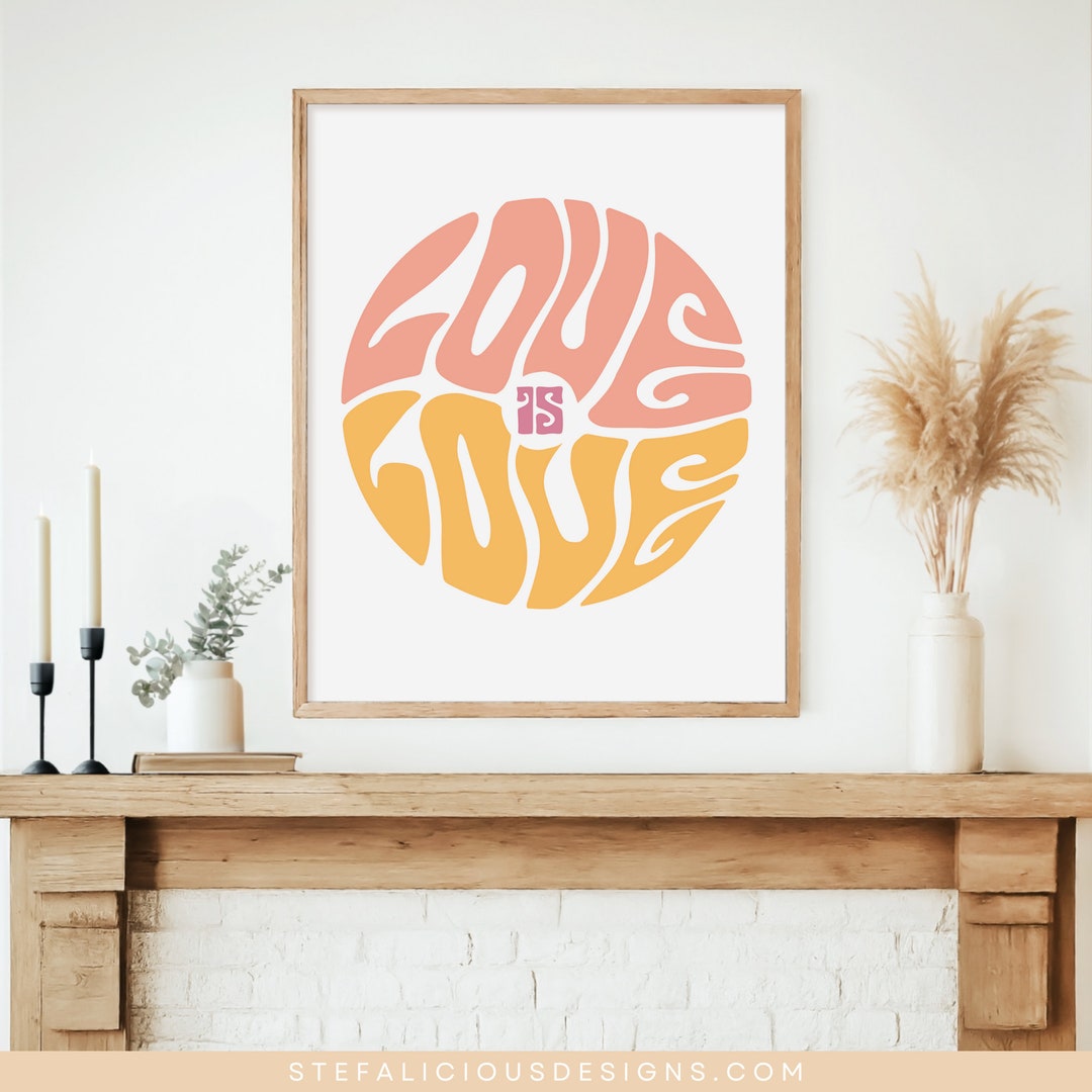 Subtle Pride Wall Art, Retro Love is Love Pride Month Decor, LGBTQ+ ...