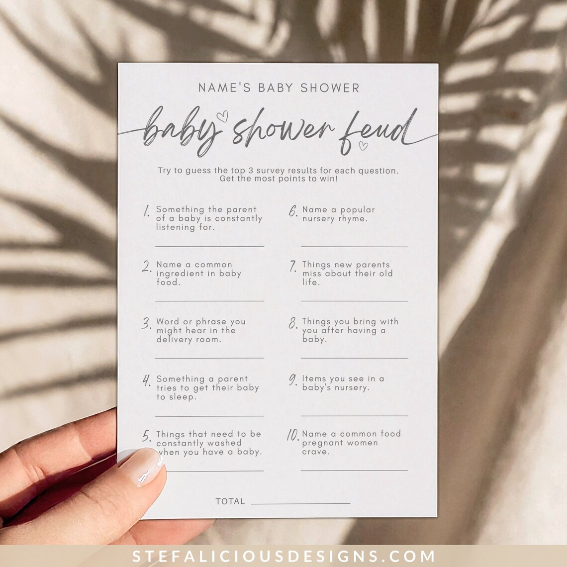 Minimalist Baby Shower Game, Family Feud Baby Trivia, Baby Shower ...