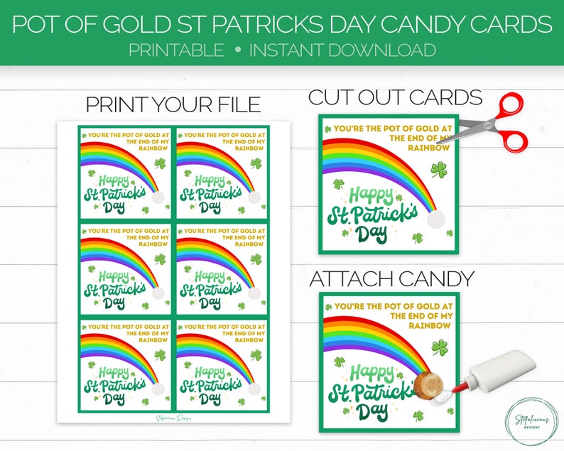 St Patricks Day Cards Printable Candy Cards Party Favors - Etsy