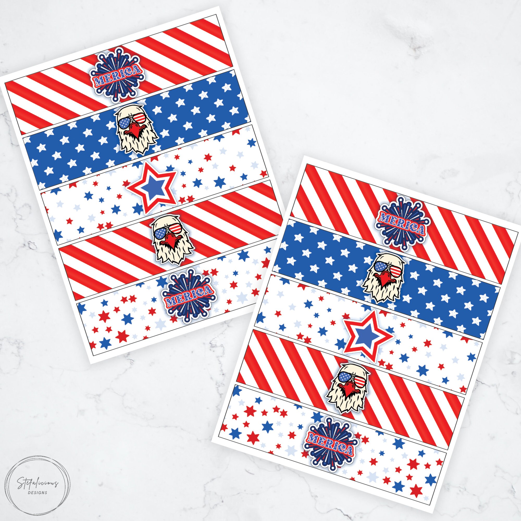 American Flag Water Bottle Labels Patriotic 4th of July - Etsy