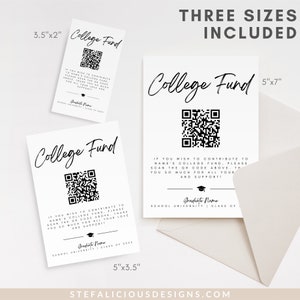 QR Code College Fund Graduation Insert, Printable Graduation College ...