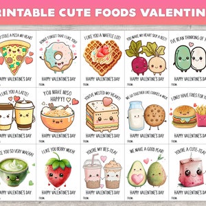 16 Printable Cute Food Pun Valentine's Day Card Set - Etsy