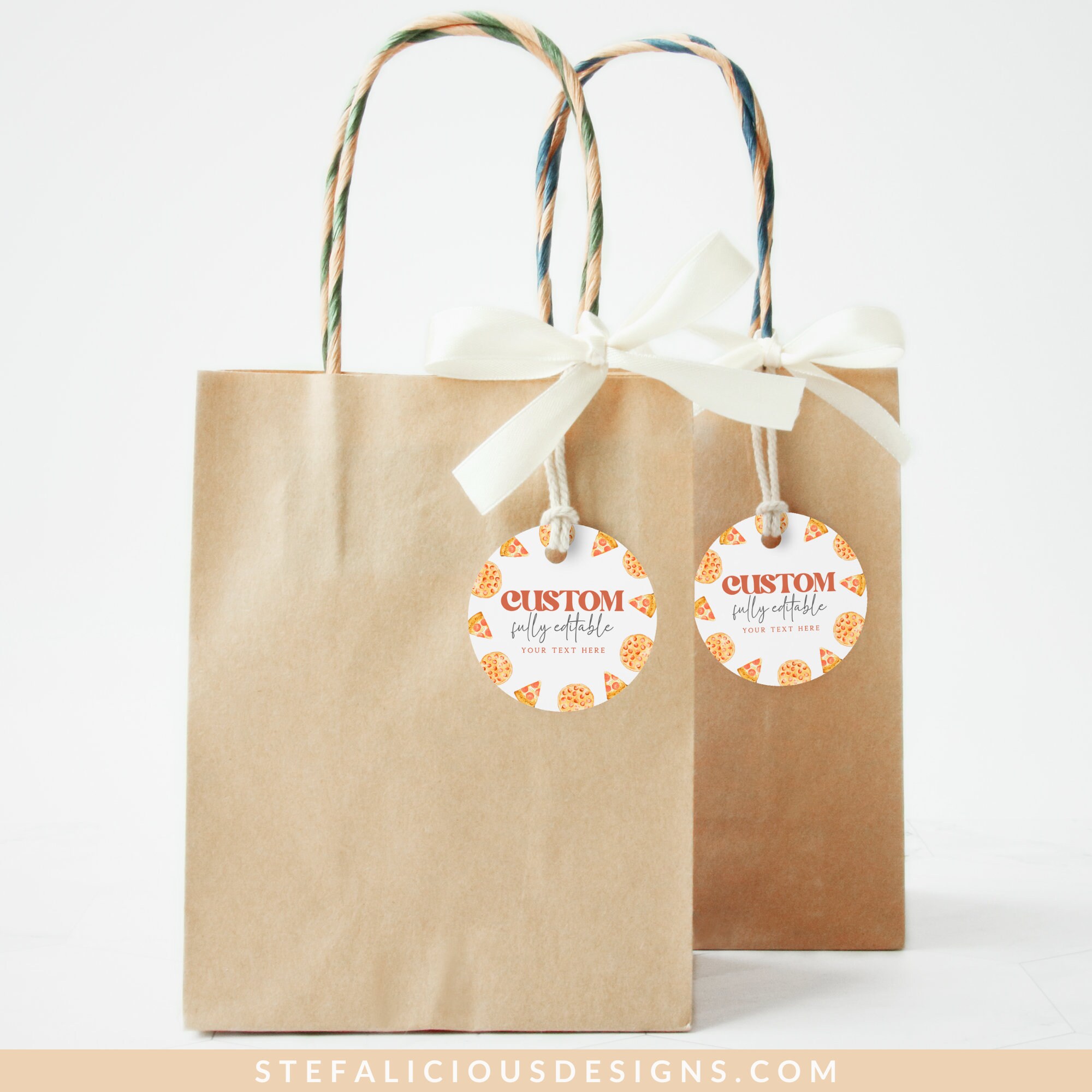 Editable Pizza Sticker Tags, Printable Pizza Favor Tags, Thank You Tags ...