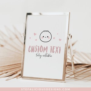 Cute Dumpling Table Signs, Dim Sum Custom Sign, Printable Bao Event ...